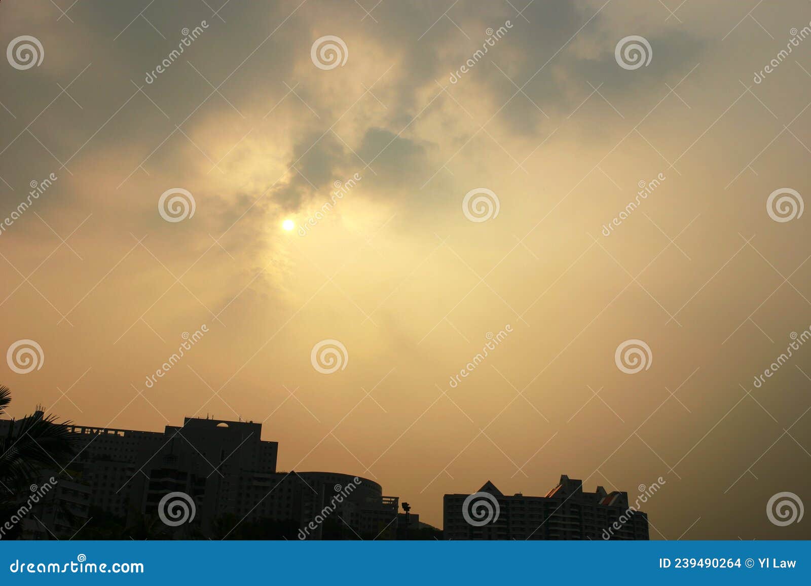 A Red Sunset in a City, the Shadow of the Building Editorial Stock ...