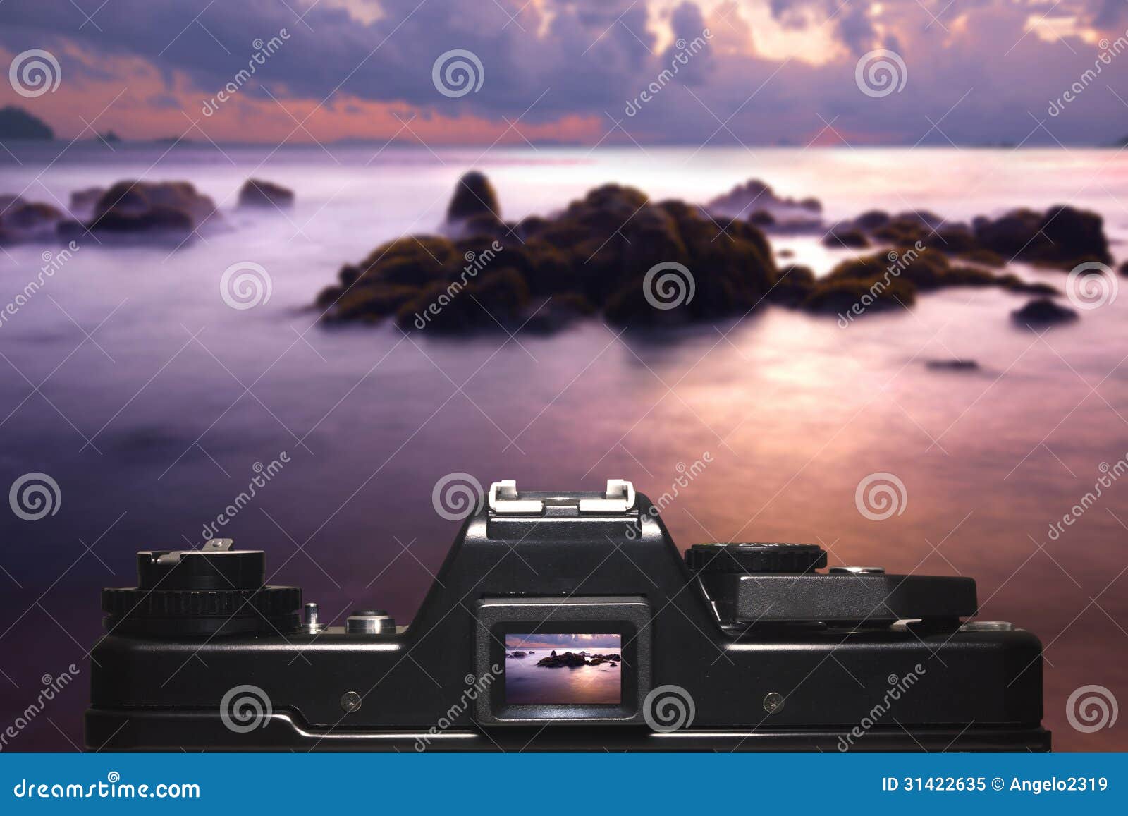 Red Sunset Look through the Viewfinder Camera Stock Image - Image of ...