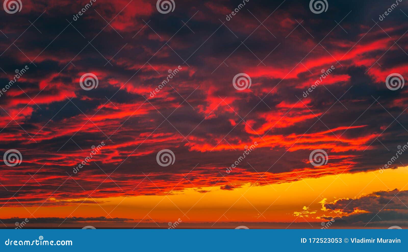 Red Sunset in the Mountains Above the Sea Stock Image - Image of ocean ...