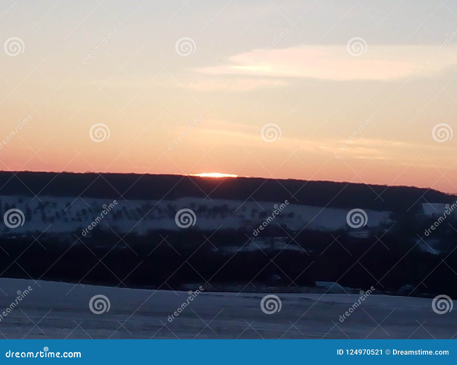 Red Sunset in November Over the Hill Stock Image - Image of white, snow ...