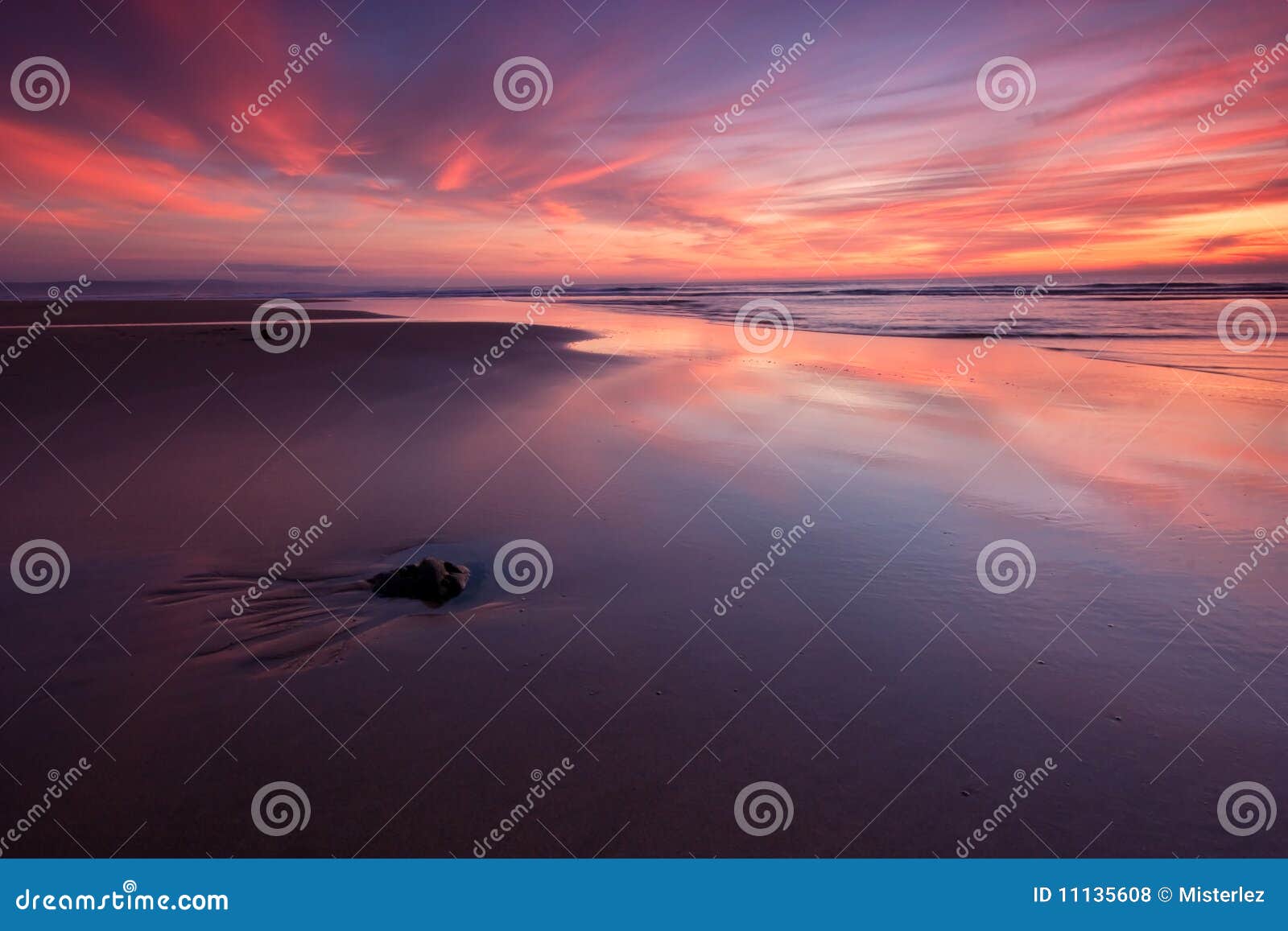 Red sunset over beach stock photo. Image of colourful - 11135608
