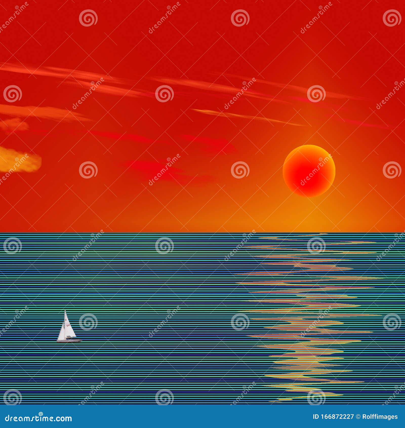 Red sunset stock illustration. Illustration of design - 166872227