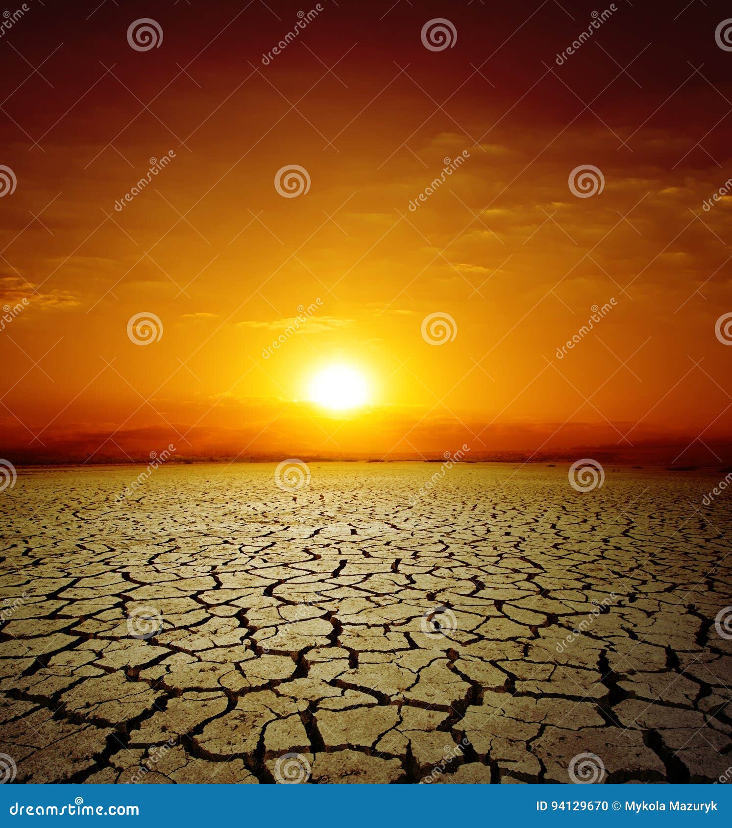 Red Sunset Over Drought Earth Stock Photo - Image of desert, global ...