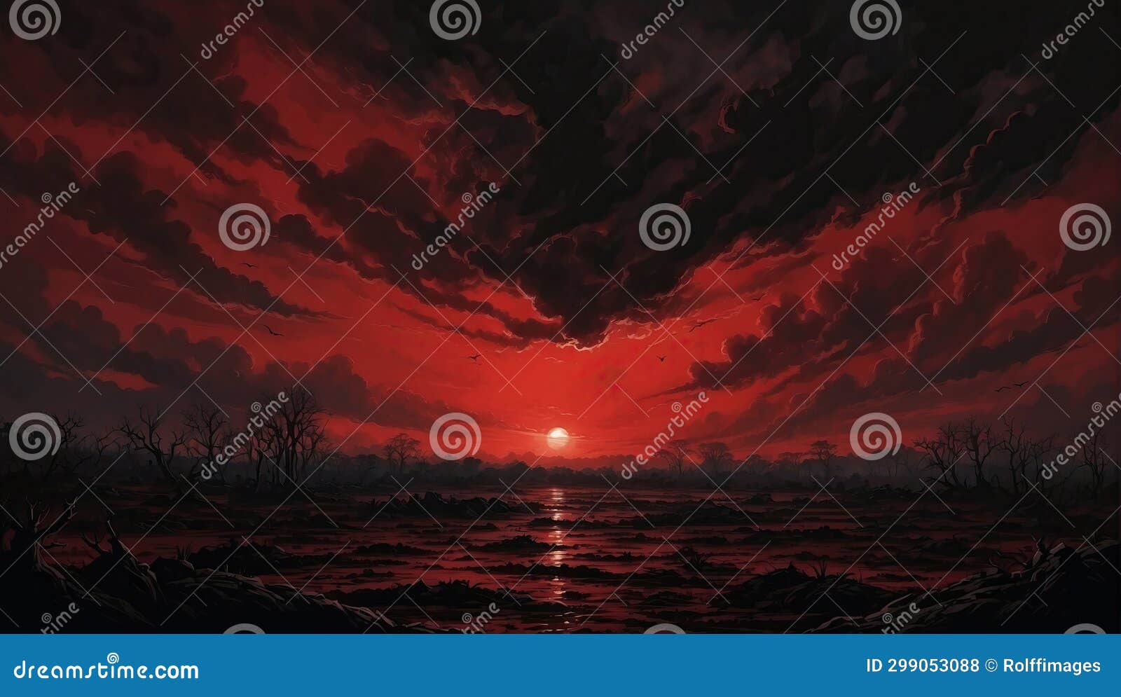 Red sunset over the earth stock photo. Image of horizon - 299053088