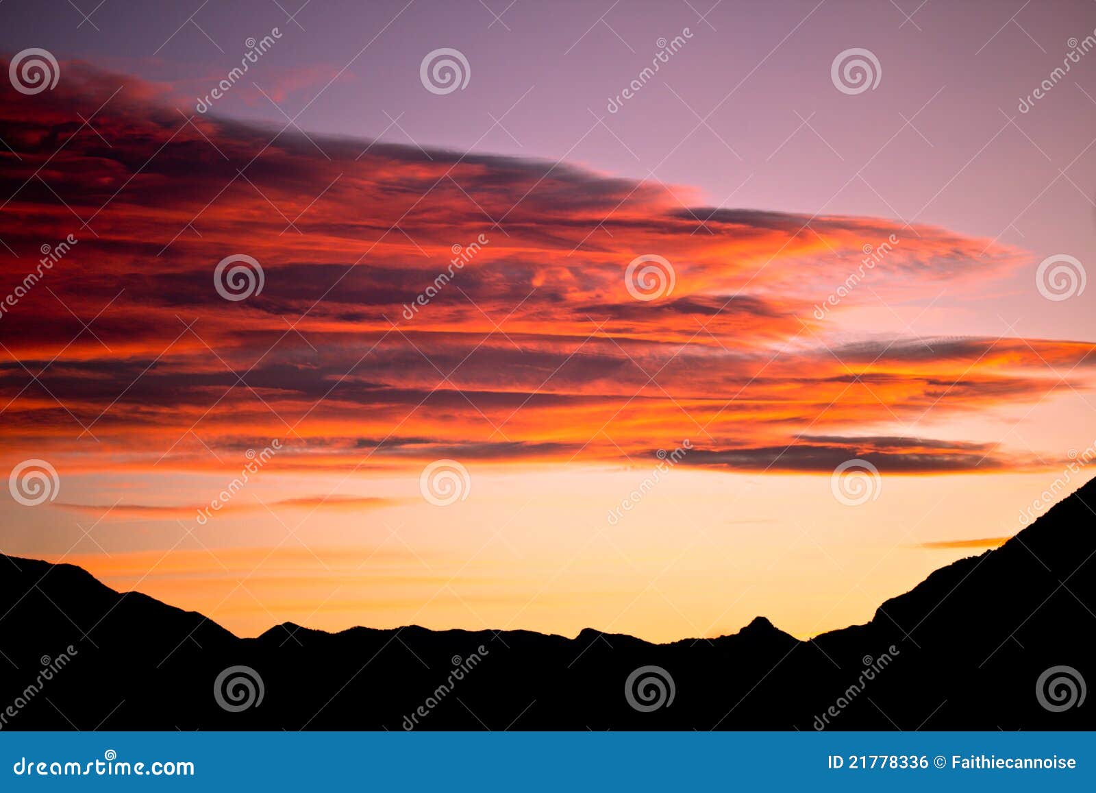 Red Sunset Over Mountains Silhouette Stock Photo - Image of black ...