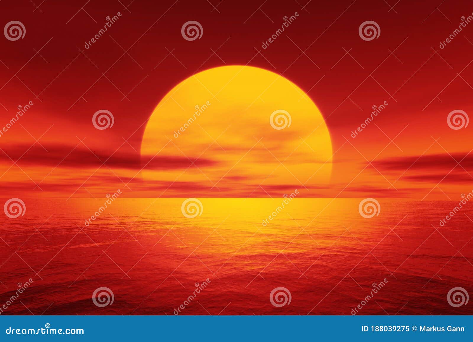 Red sunset over the ocean stock illustration. Illustration of abstract ...
