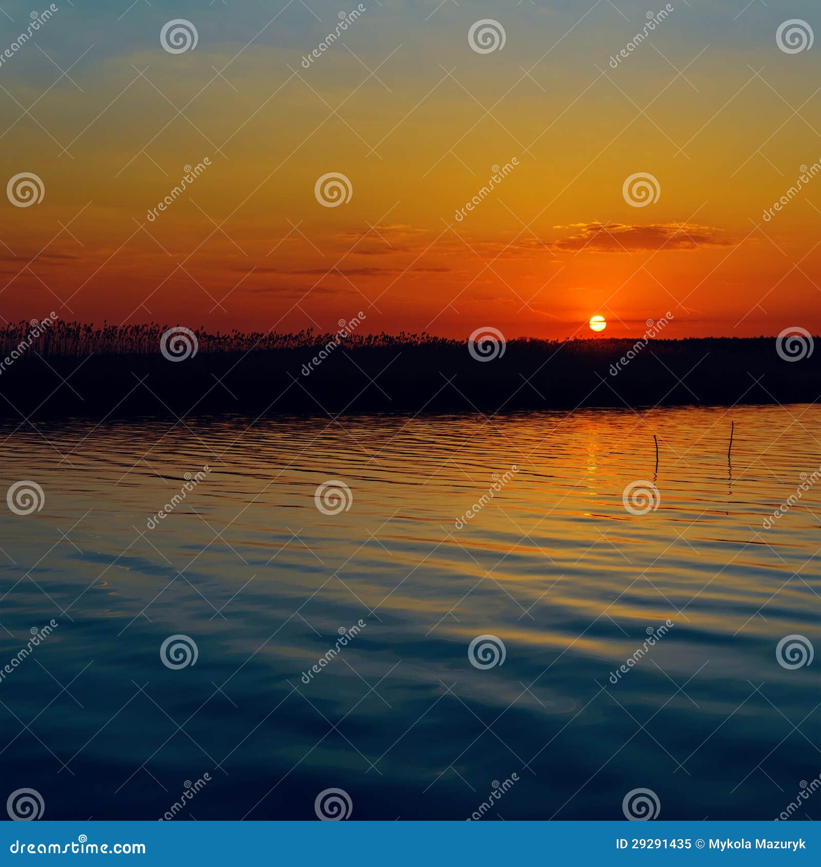 Red sunset over river stock image. Image of outdoor, perspective - 29291435