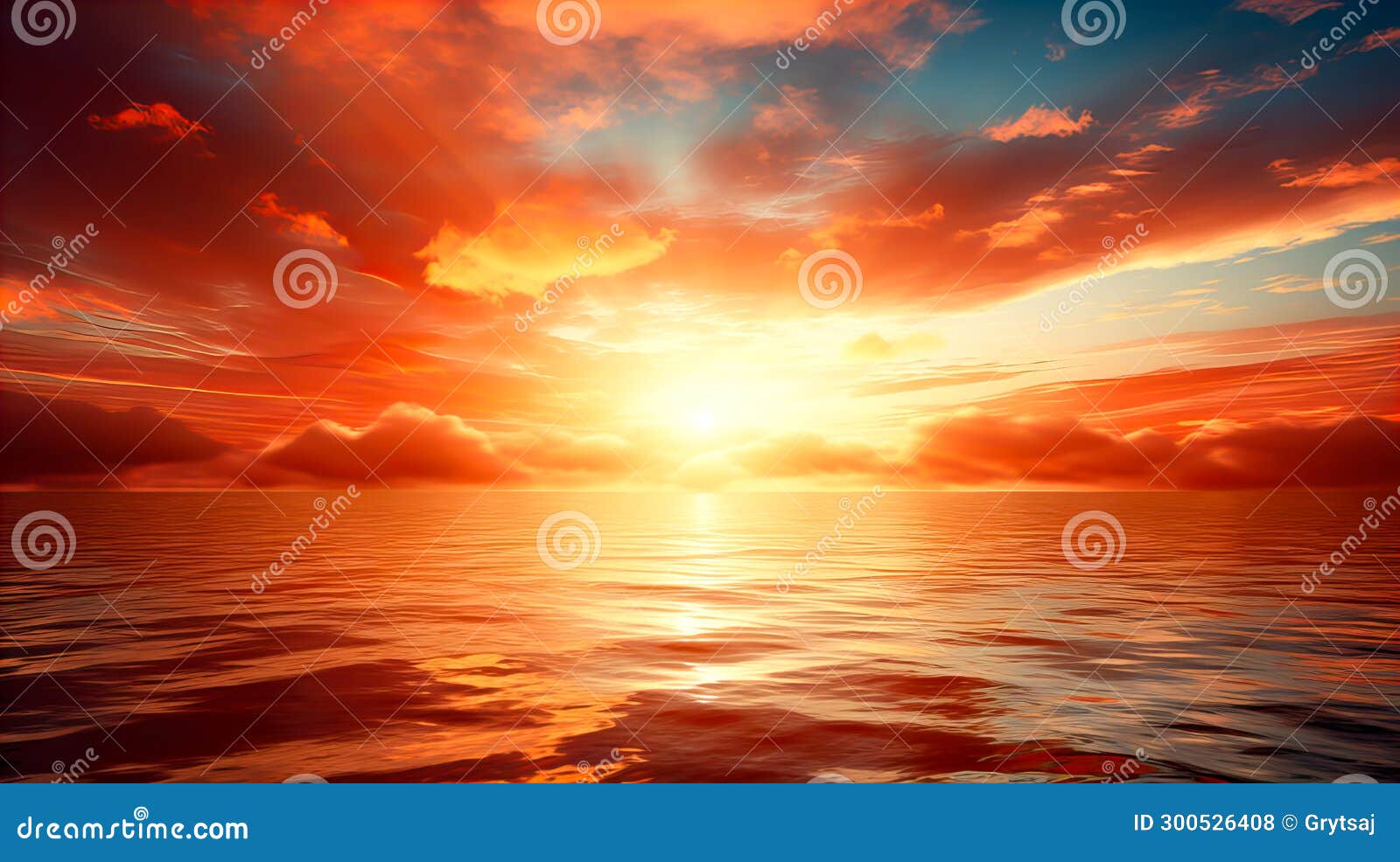 Red Sunset Over the Sea with Clouds and Waves Stock Illustration ...