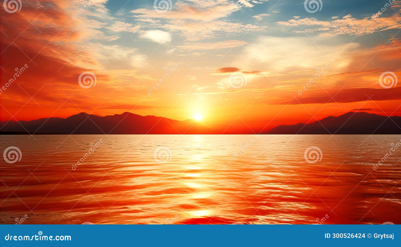 Red Sunset Over the Sea with Clouds and Waves Stock Illustration ...