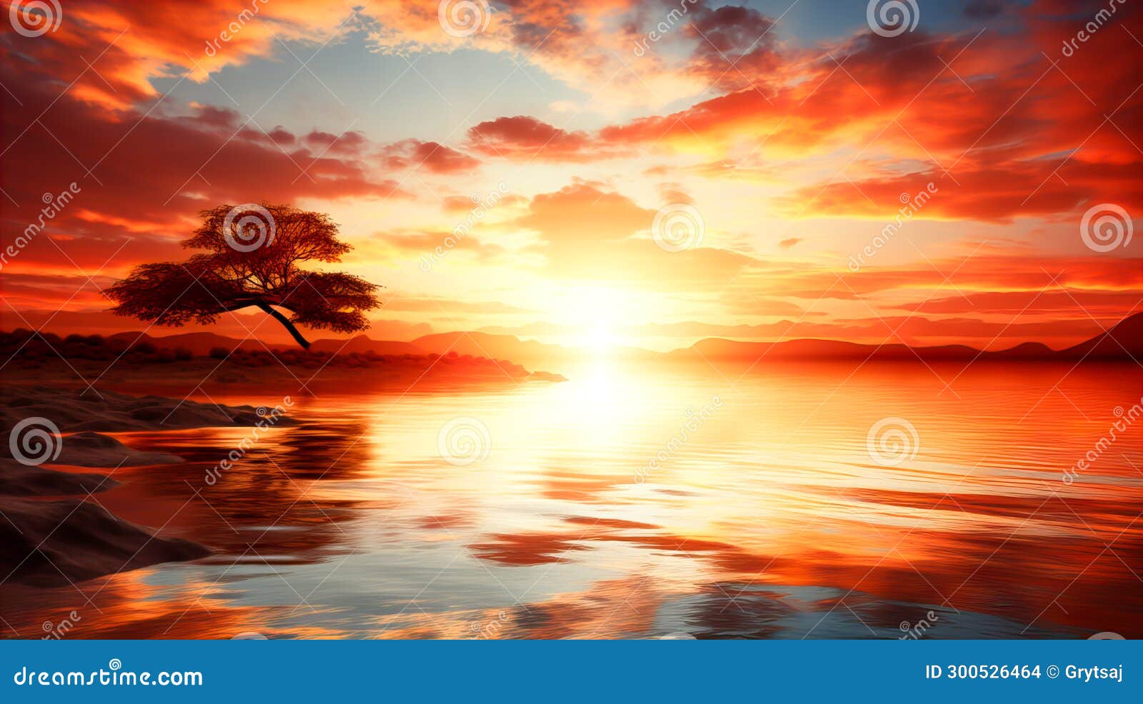 Red Sunset Over the Sea with Clouds and Waves Stock Illustration ...