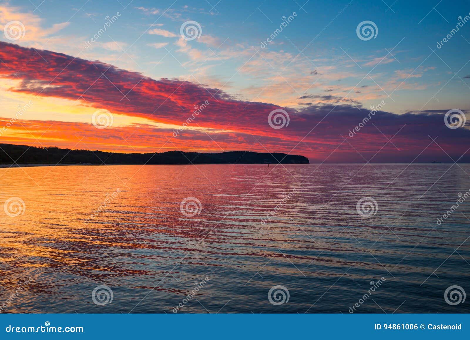 Red sunset over the sea stock photo. Image of twilight - 94861006