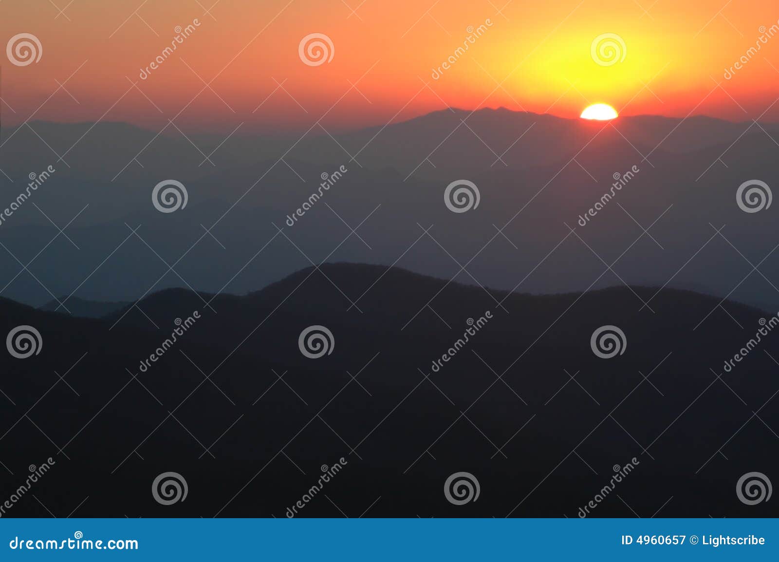 Red Sunset Over Smoky Mountains Stock Image - Image of beautiful ...
