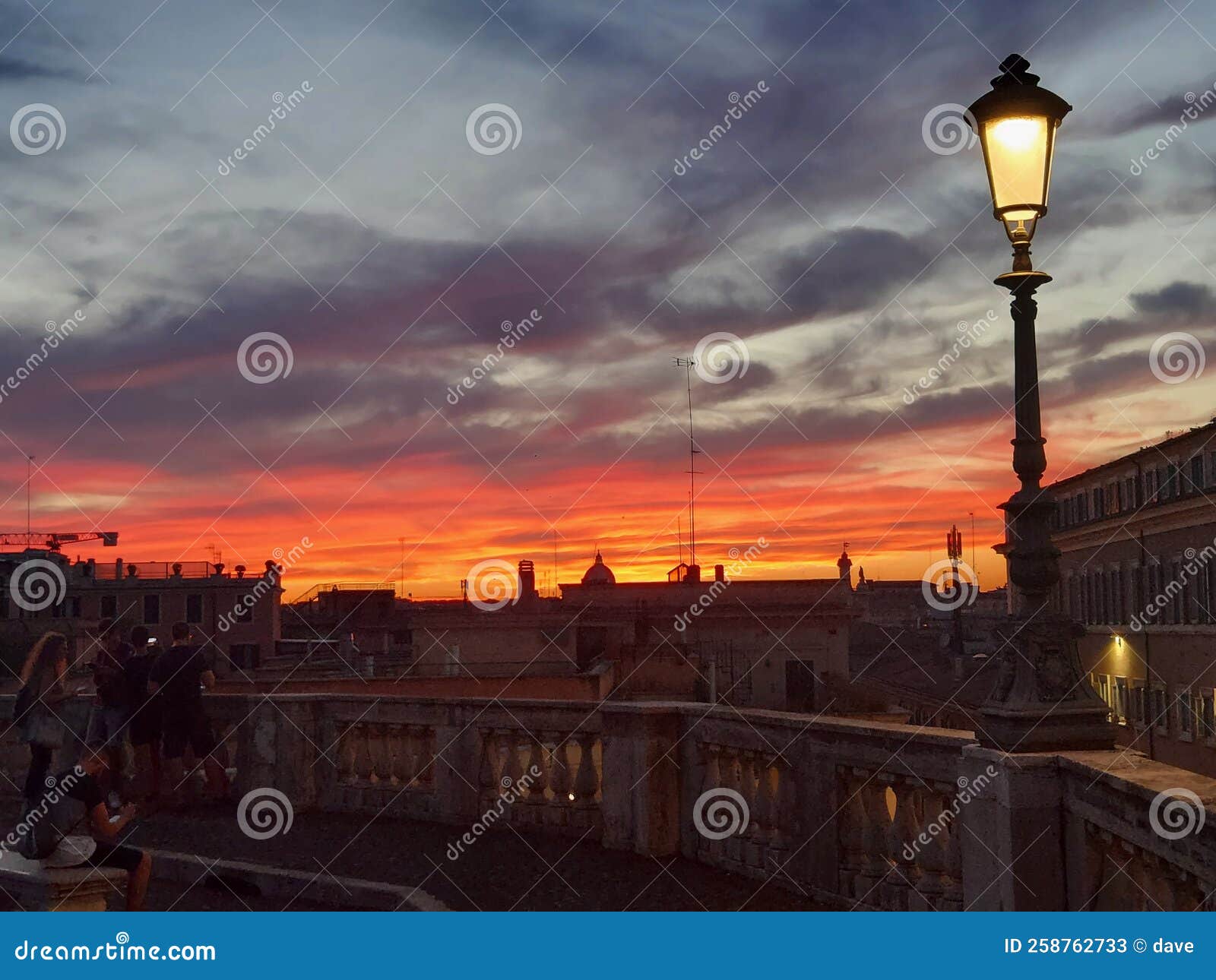 Red Sunset in rome stock image. Image of view, redsunset - 258762733