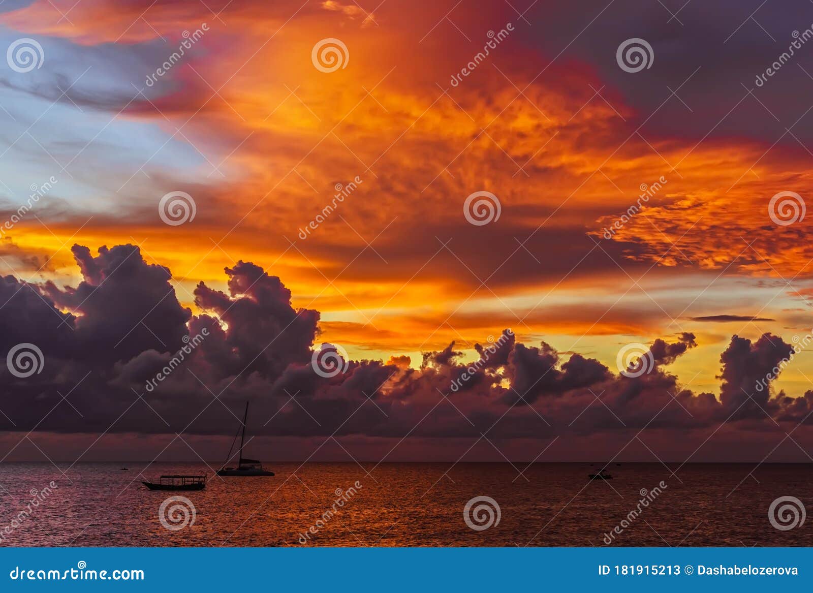Red sunset sky over ocean stock image. Image of scene - 181915213
