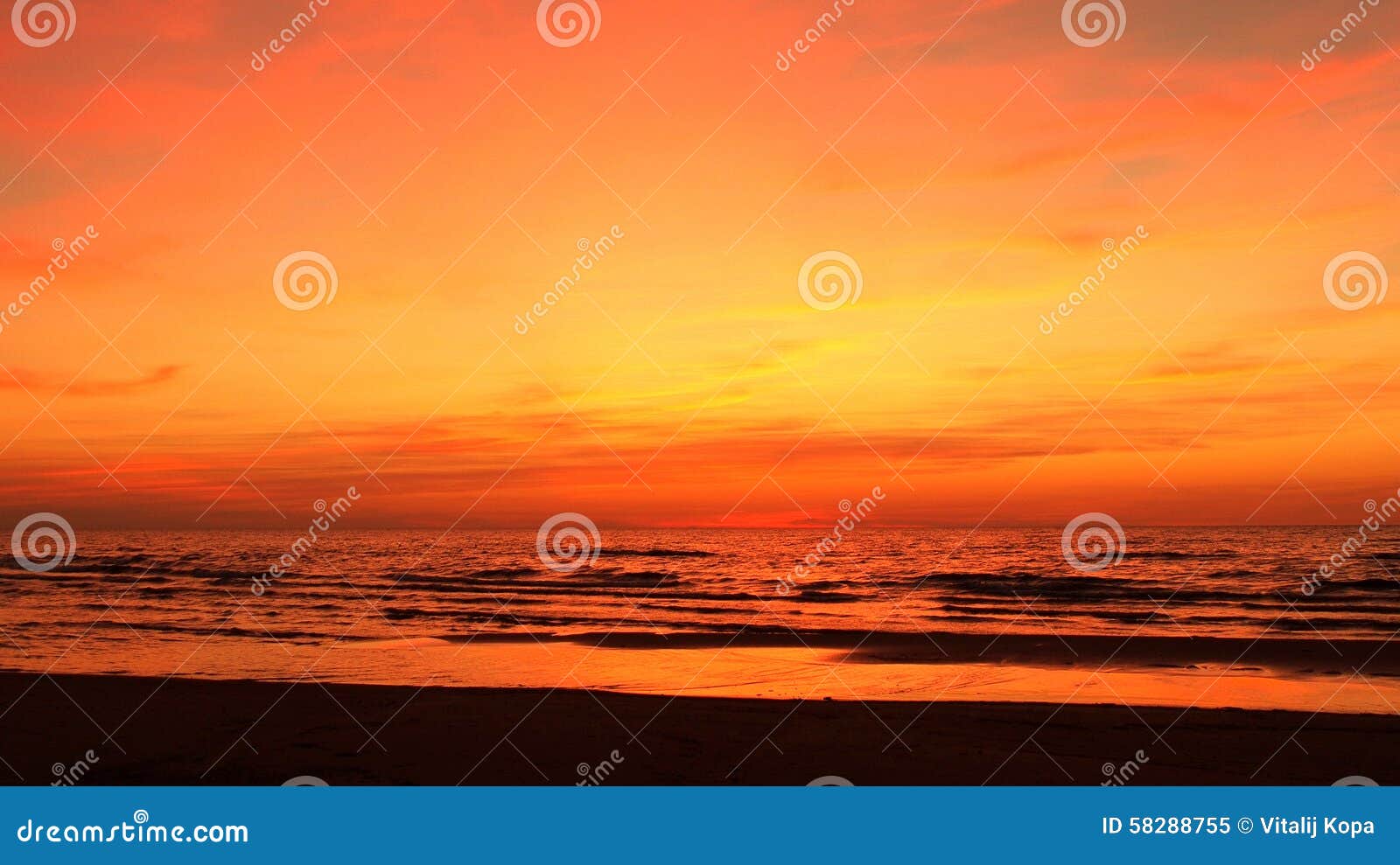 Sunset and Red Sky Over Sea Stock Image - Image of coast, lake: 58288755