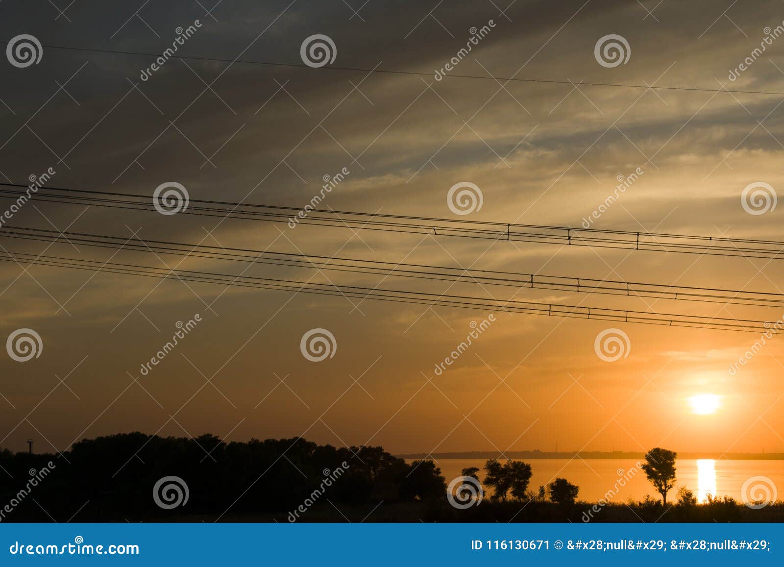 Red sunset on the water stock image. Image of sunny - 116130671