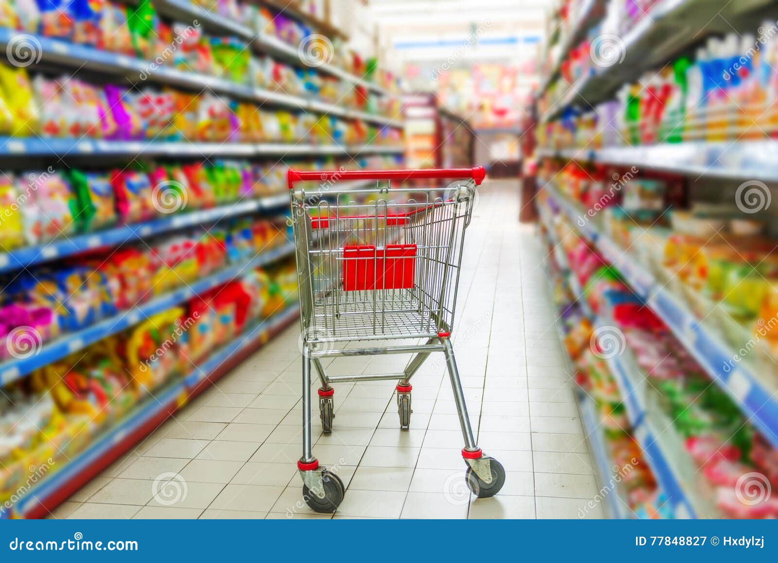 Red Supermarket Inside the Empty Shopping Cart Stock Image - Image of ...