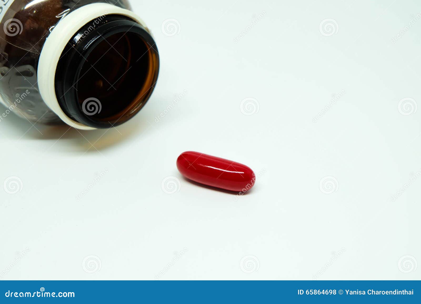 Red Supplement Tablet and the Bottle Stock Photo - Image of pill ...