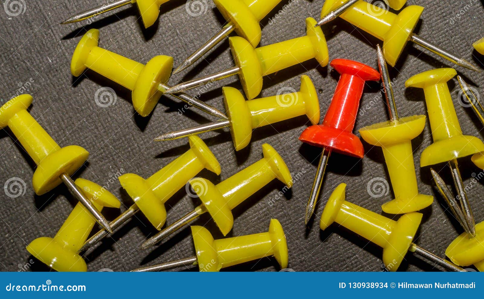 Red Surrounded by Yellow Push Pins. Stock Photo - Image of concept ...