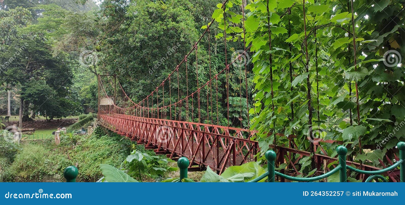 Red Suspension Bridge, Ancient Stock Image - Image of ancient ...