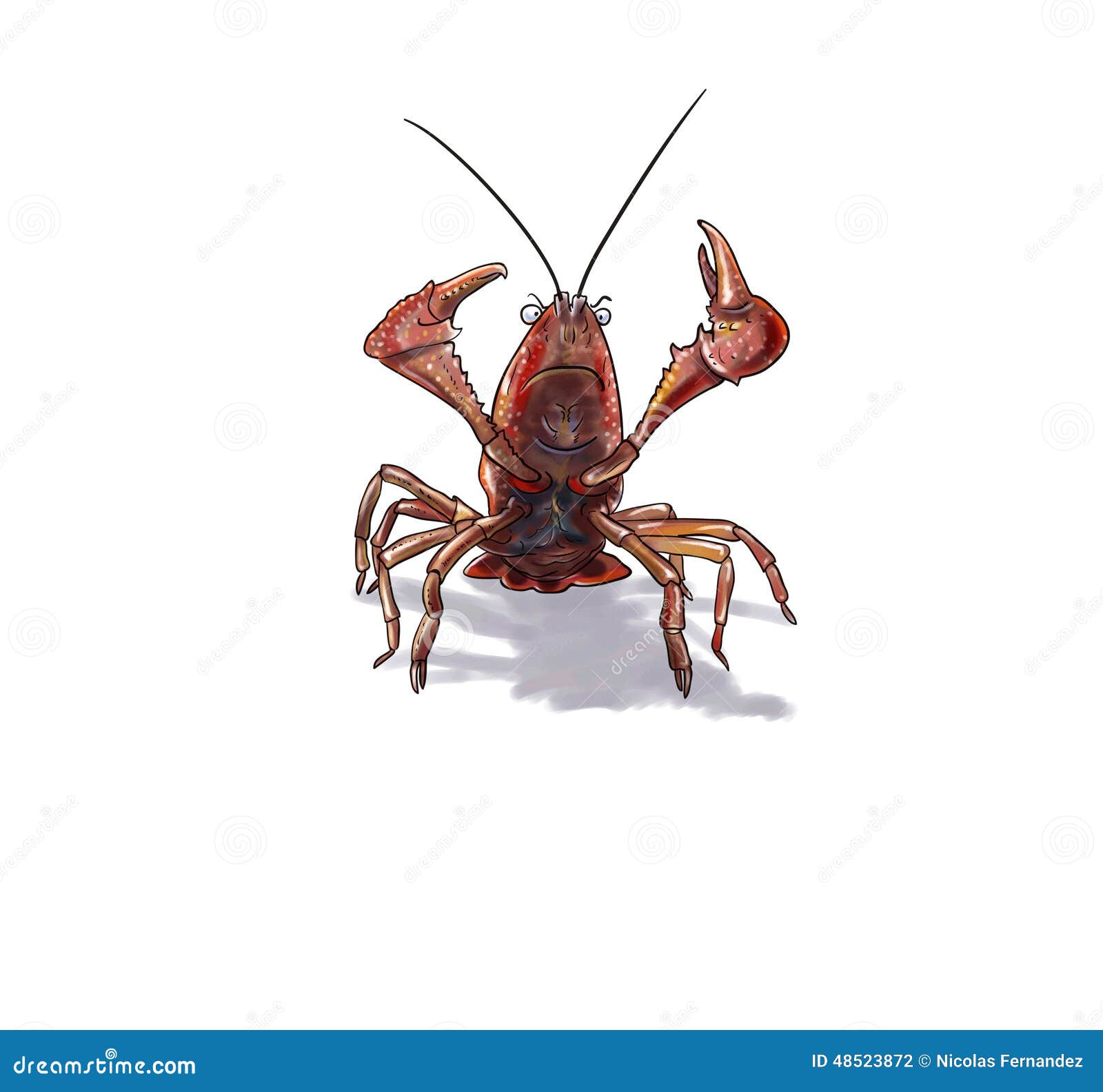 Red Swamp Crawfish Or Crayfish Procambarus Clarkii In Top View Cartoon ...
