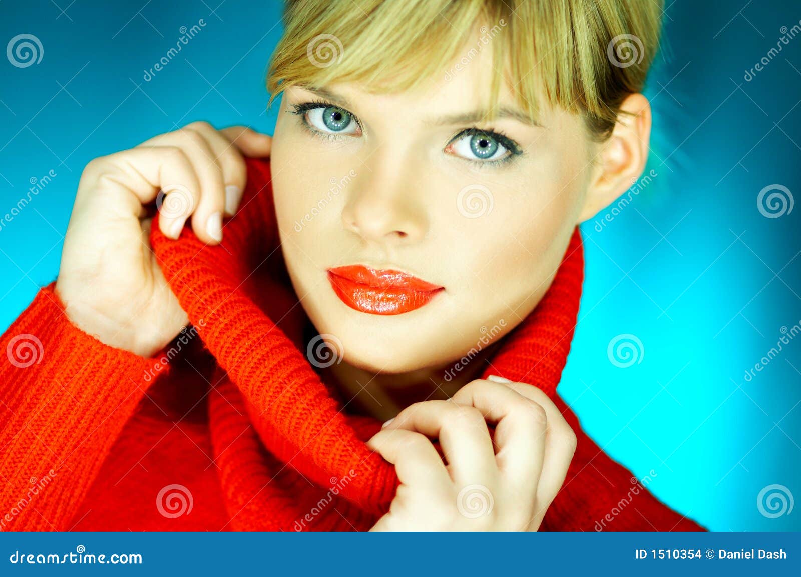 Red Sweater stock photo. Image of beauty, portrait, hair - 1510354