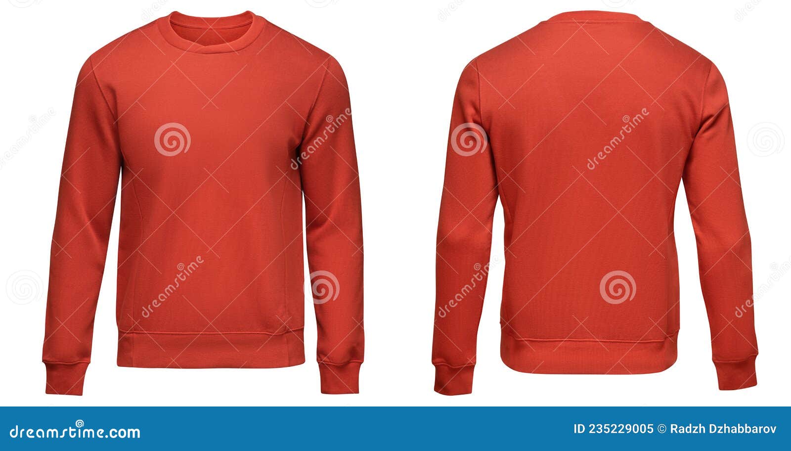 Red Sweatshirt Template. Pullover Blank with Long Sleeve, Mockup for ...