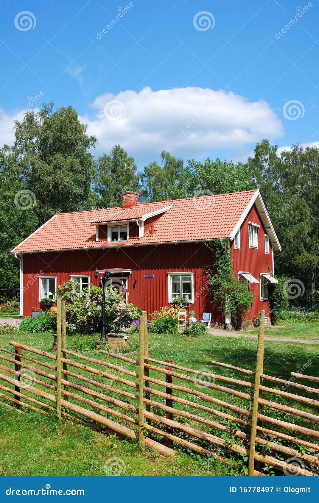 Red Swedish House in the Middle of Nature Stock Image - Image of nature ...
