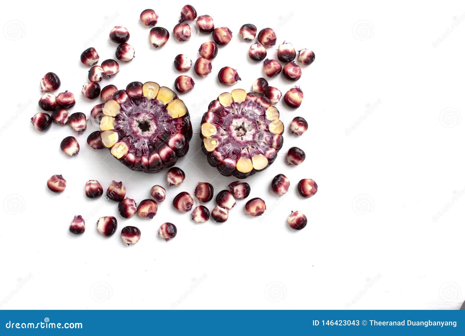 Red Sweet Corn Isolated White Background. Siam Ruby Queen Corn Stock ...