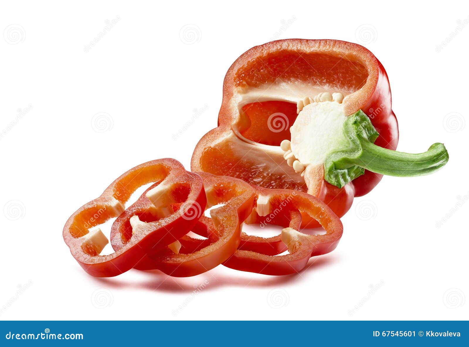 Red Sweet Pepper Half Sliced Pieces Isolated on White Stock Image ...