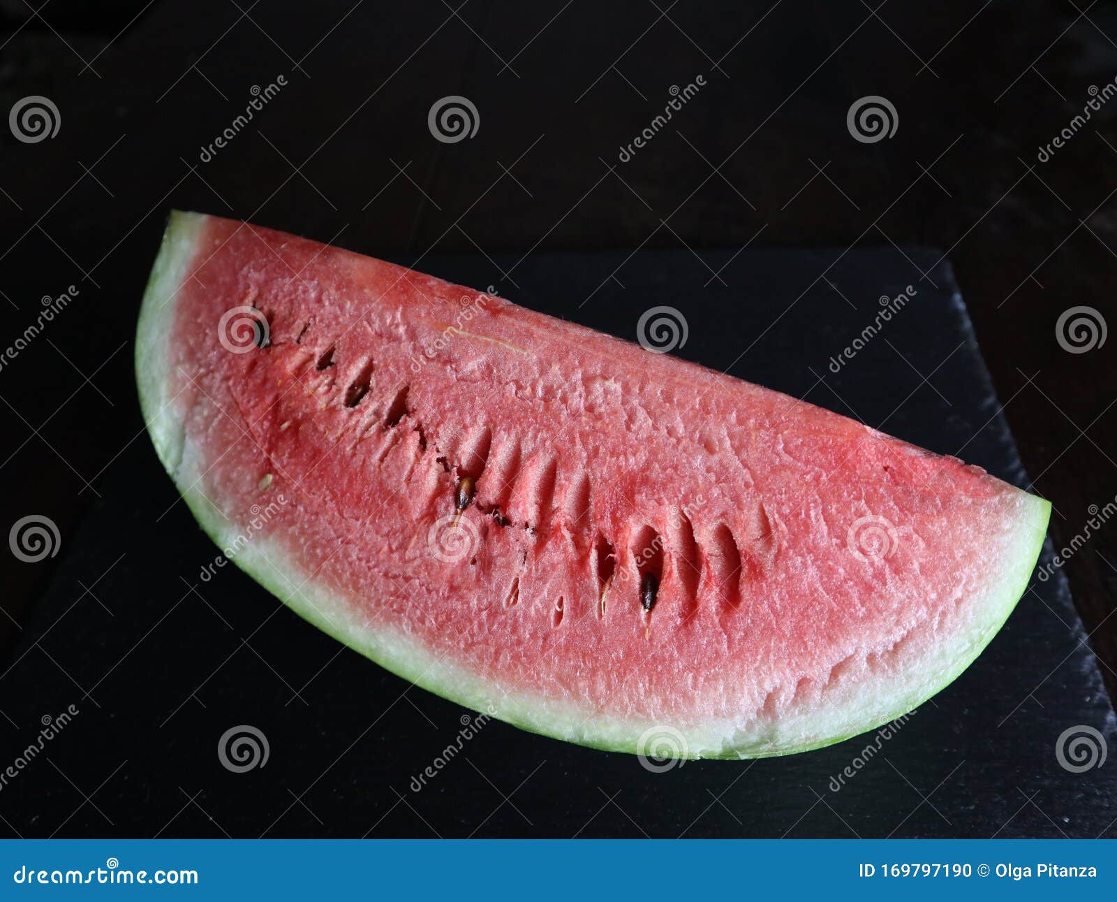 Red Watermelon Slice on Black Stock Photo - Image of healthy, black ...