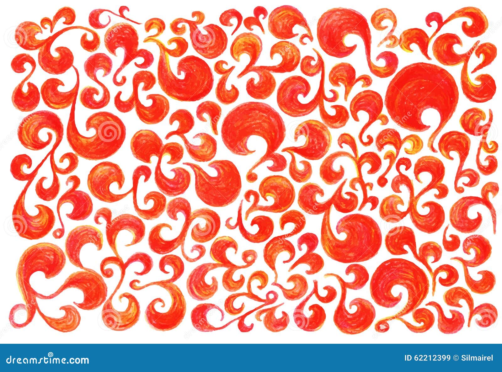 Red Orange Yellow Swirl Doodle Vector Pattern Background Stock Vector ...