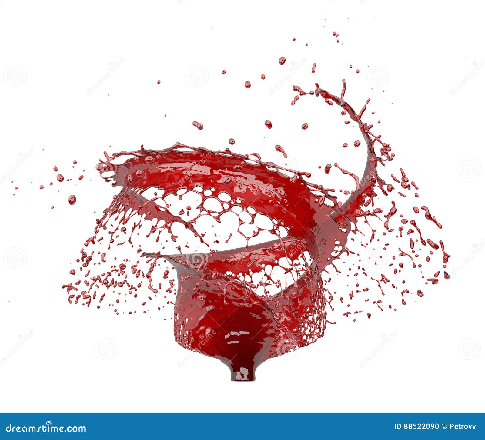Red Swirl Splash Isolated on White 3d Rendering Stock Illustration ...