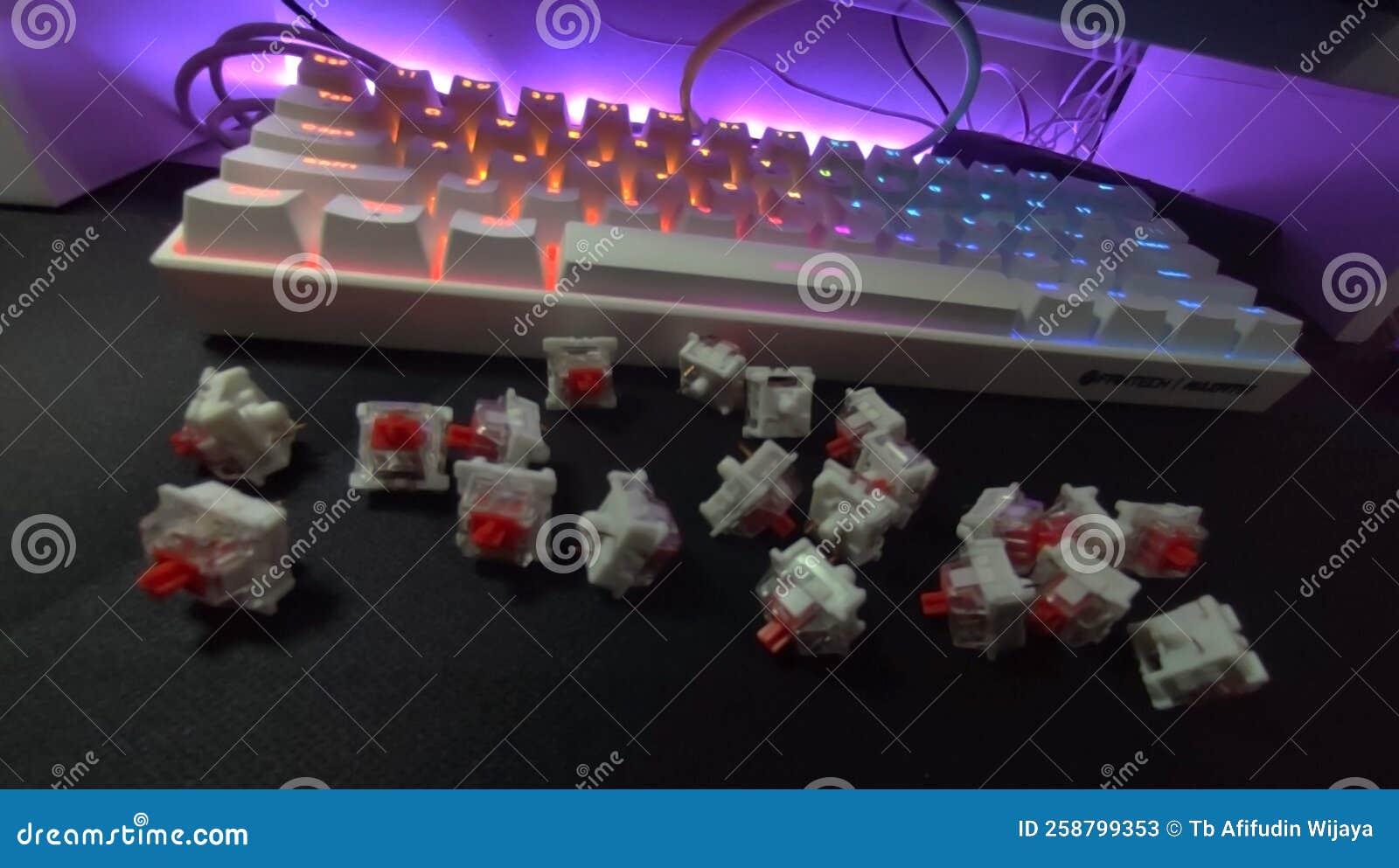 Red Switch Mechanical Keyboard on Textured Background Stock Image ...