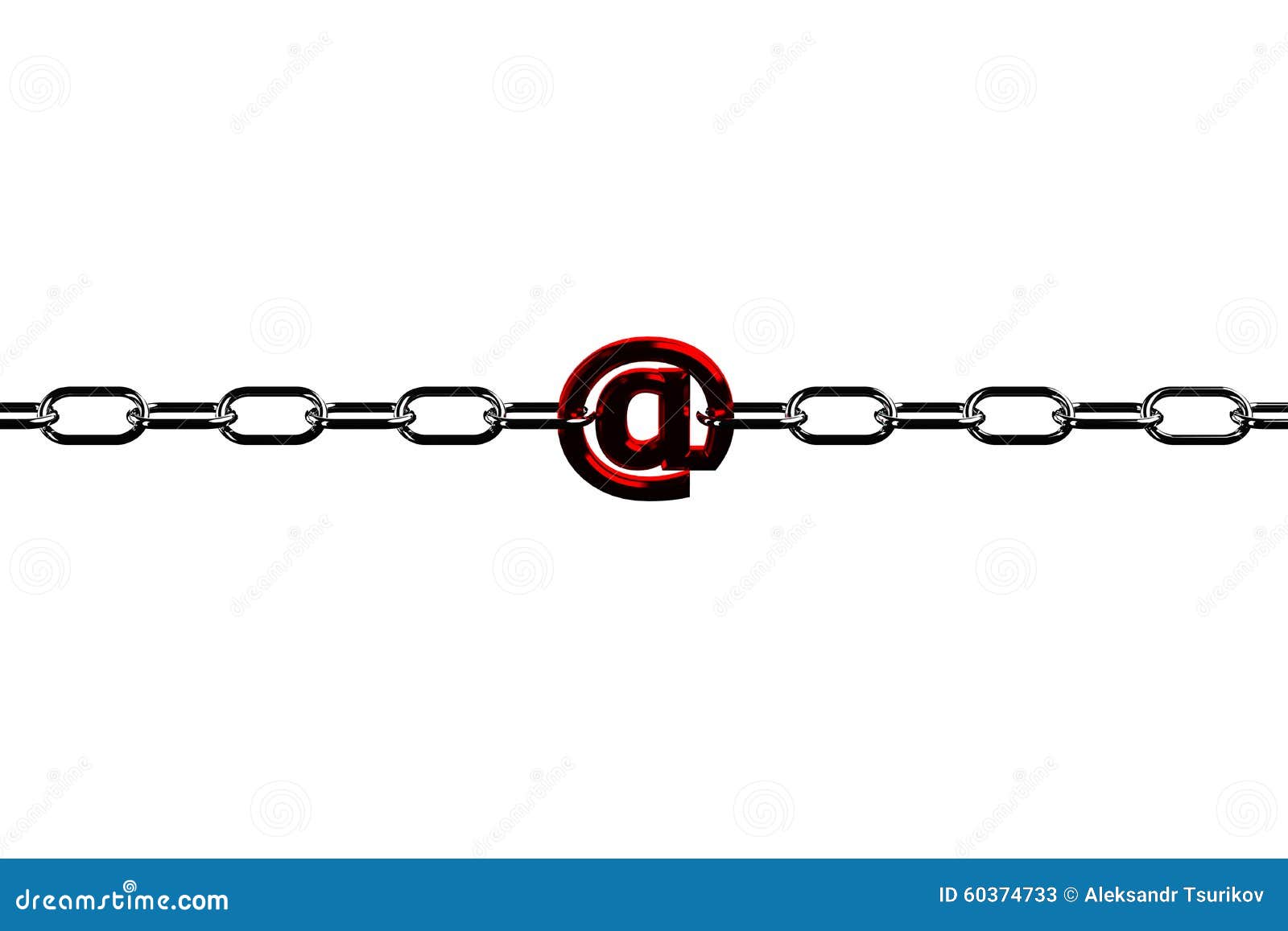 Red at Symbol on the Chain Isolated on White Background Stock ...