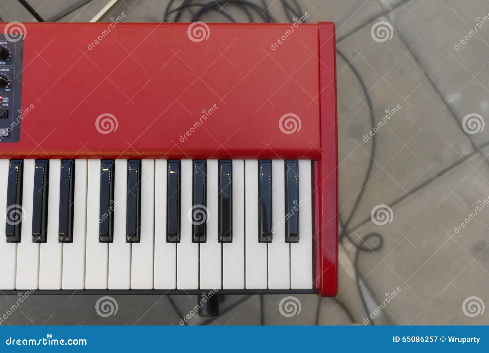 Red synthesizer keyboard stock image. Image of keys, concert - 65086257