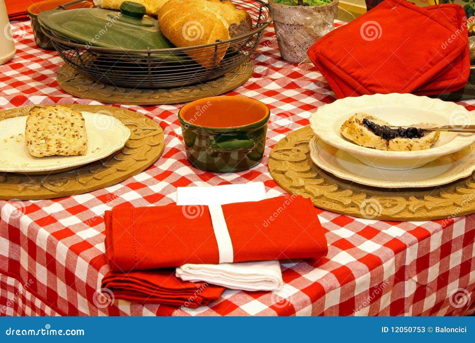 Red table stock image. Image of plaid, food, tray, holiday - 12050753