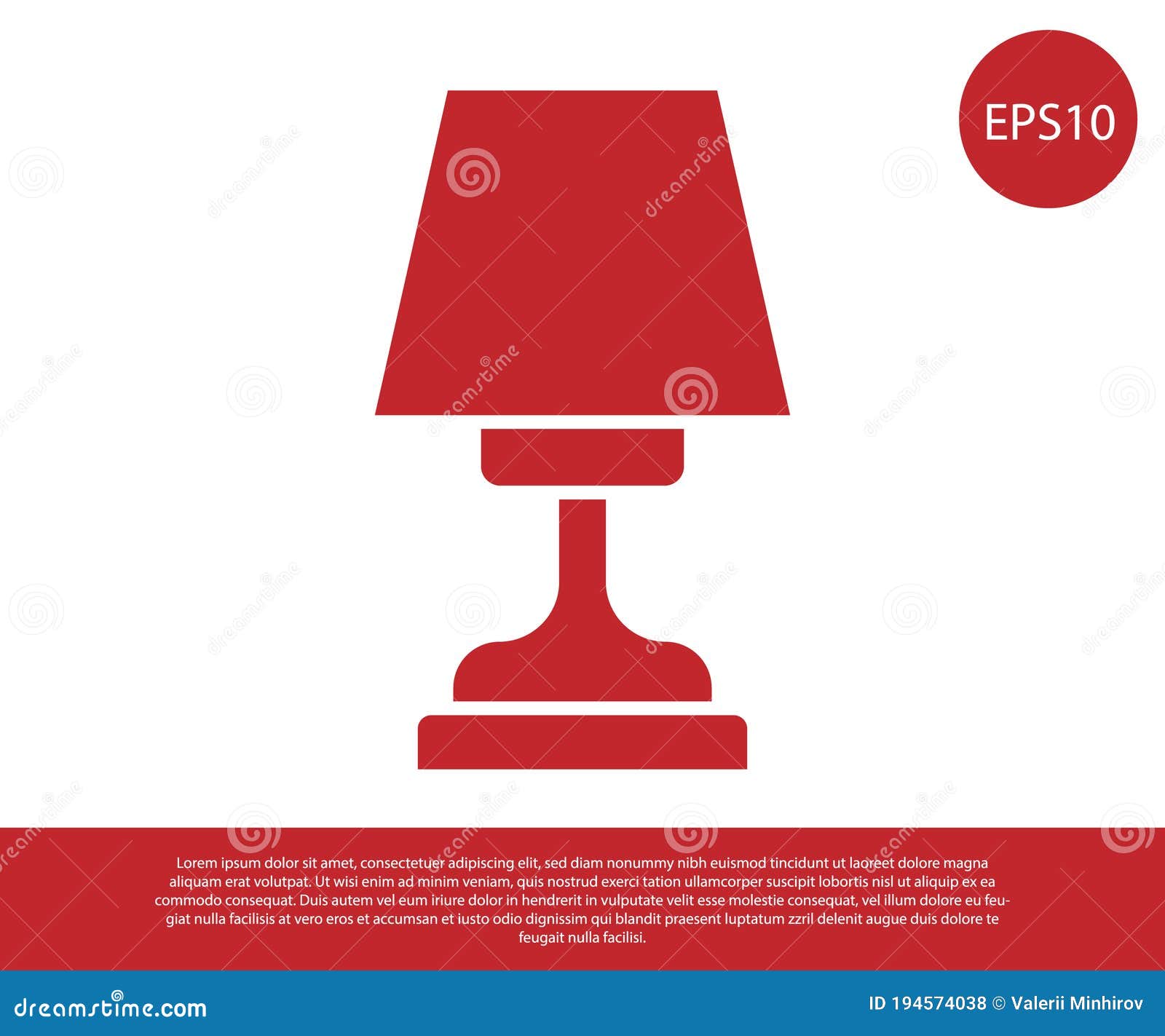 Red Table Lamp Icon Isolated on White Background. Vector Stock Vector ...