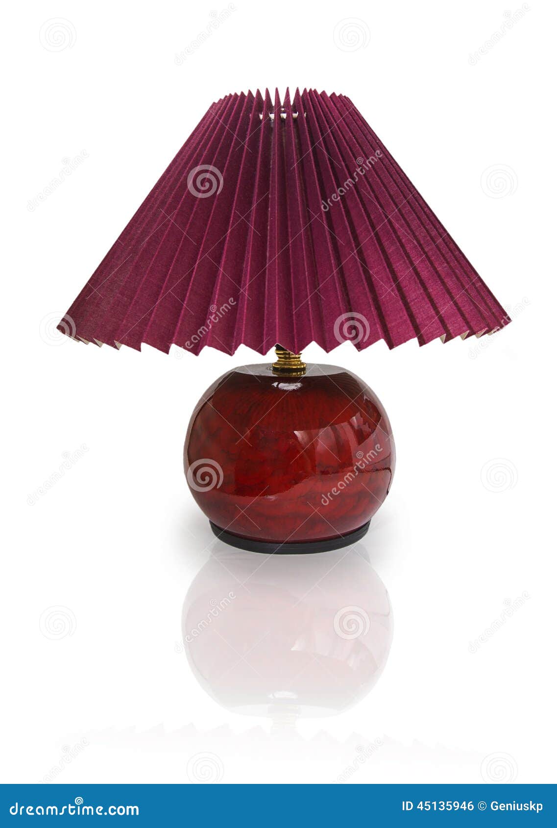 Red table lamp with shade stock photo. Image of evening - 45135946