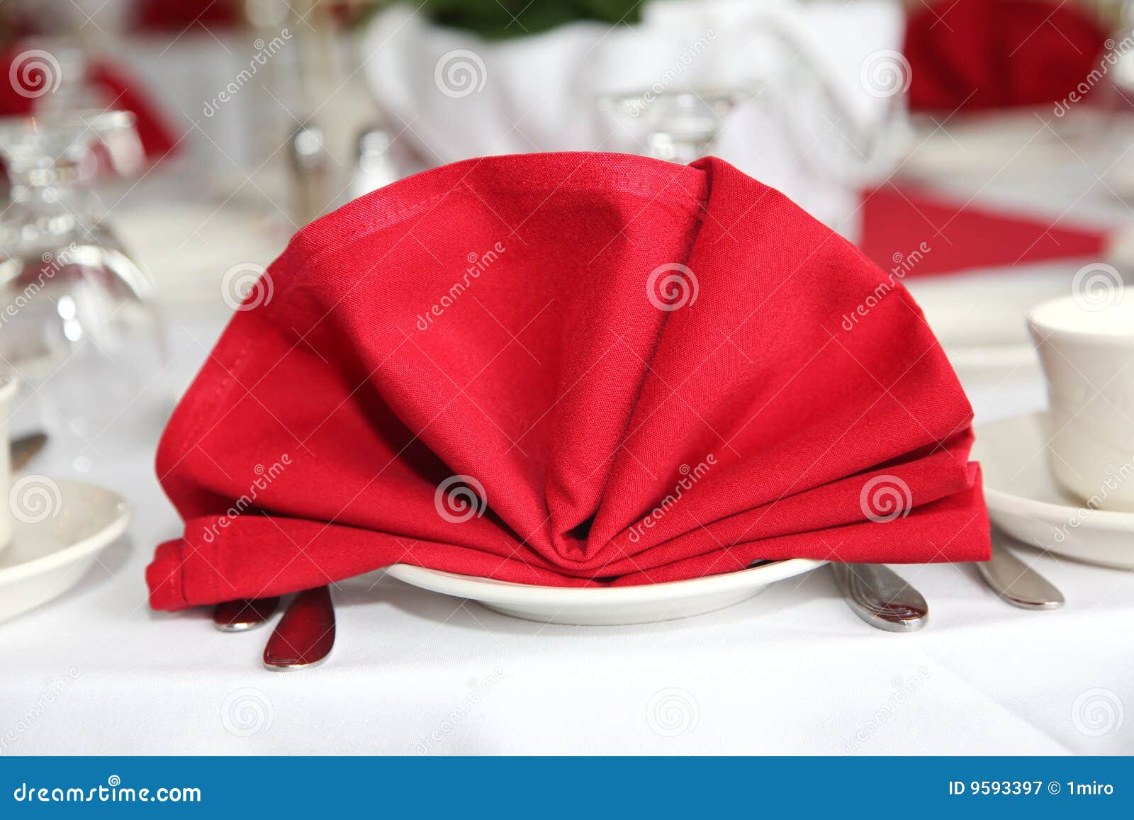 Red table napkin stock image. Image of dining, restaurant - 9593397