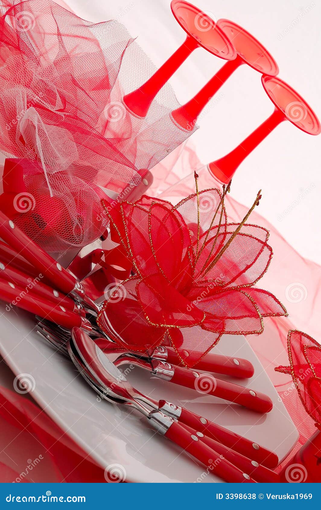 Red table setting stock photo. Image of beverages, class - 3398638