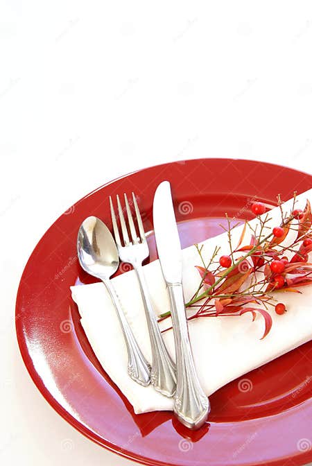 Red Table Setting stock photo. Image of elegance, plate - 4659676