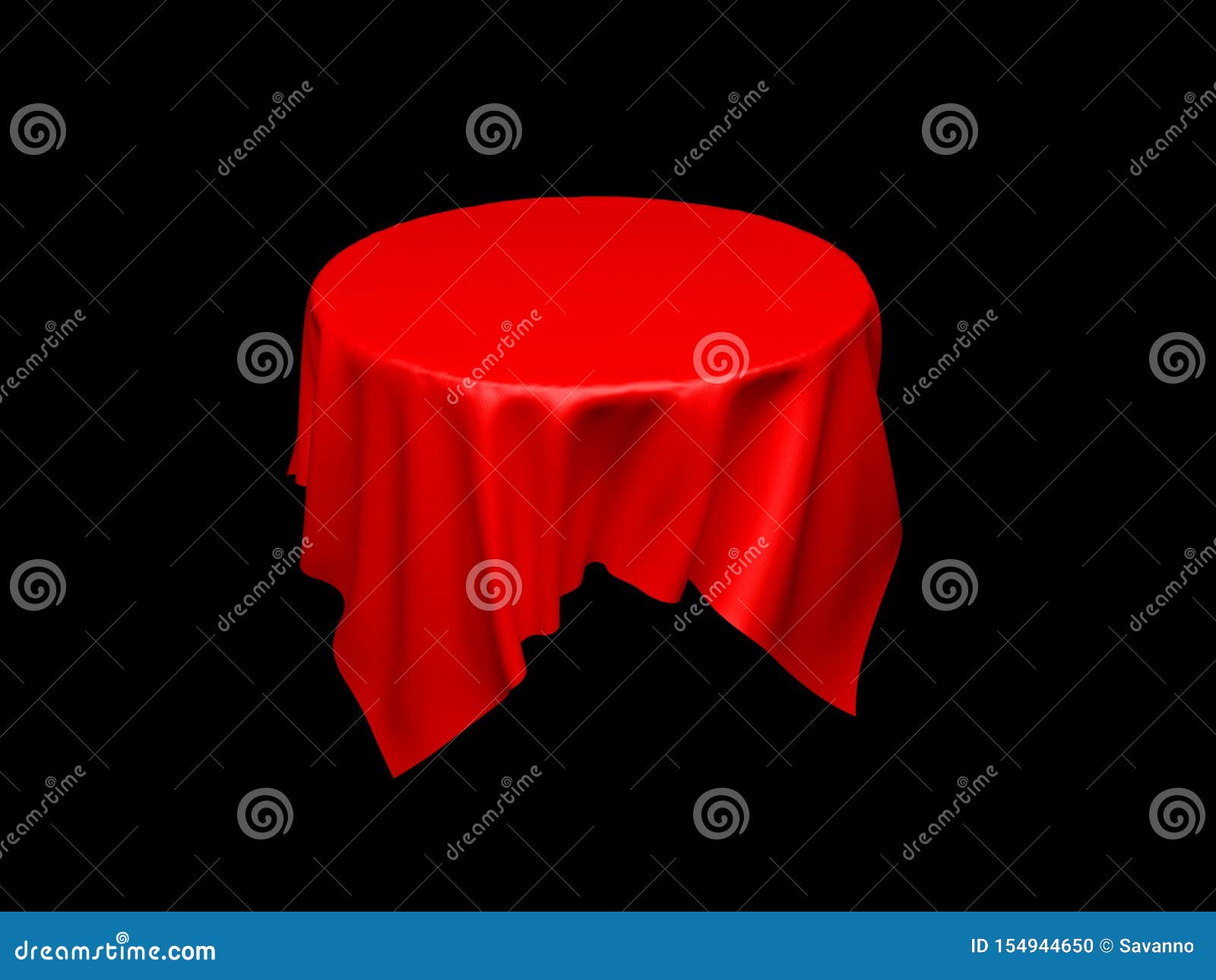Red Tablecloth on Invisible Round Table. on Black Background Stock ...