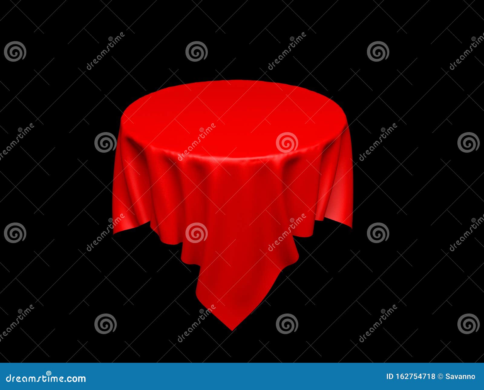 Red Tablecloth on Invisible Round Table. on Black Background Stock ...