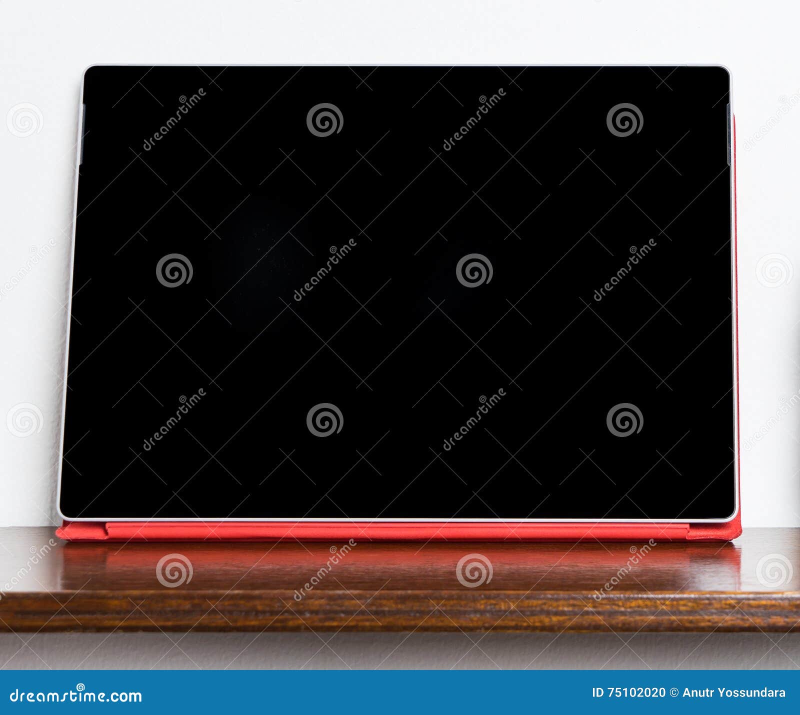 Red Tablet with Blank Screen Stock Photo - Image of wireless, tablet ...