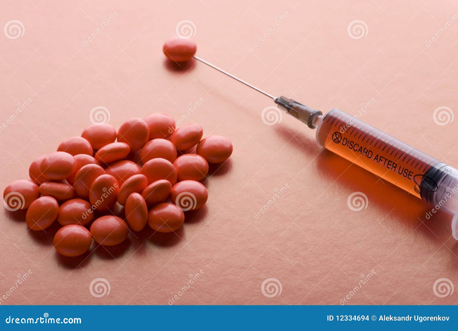 Red Tablet and Syringe on Red Closeup Stock Photo - Image of medical ...