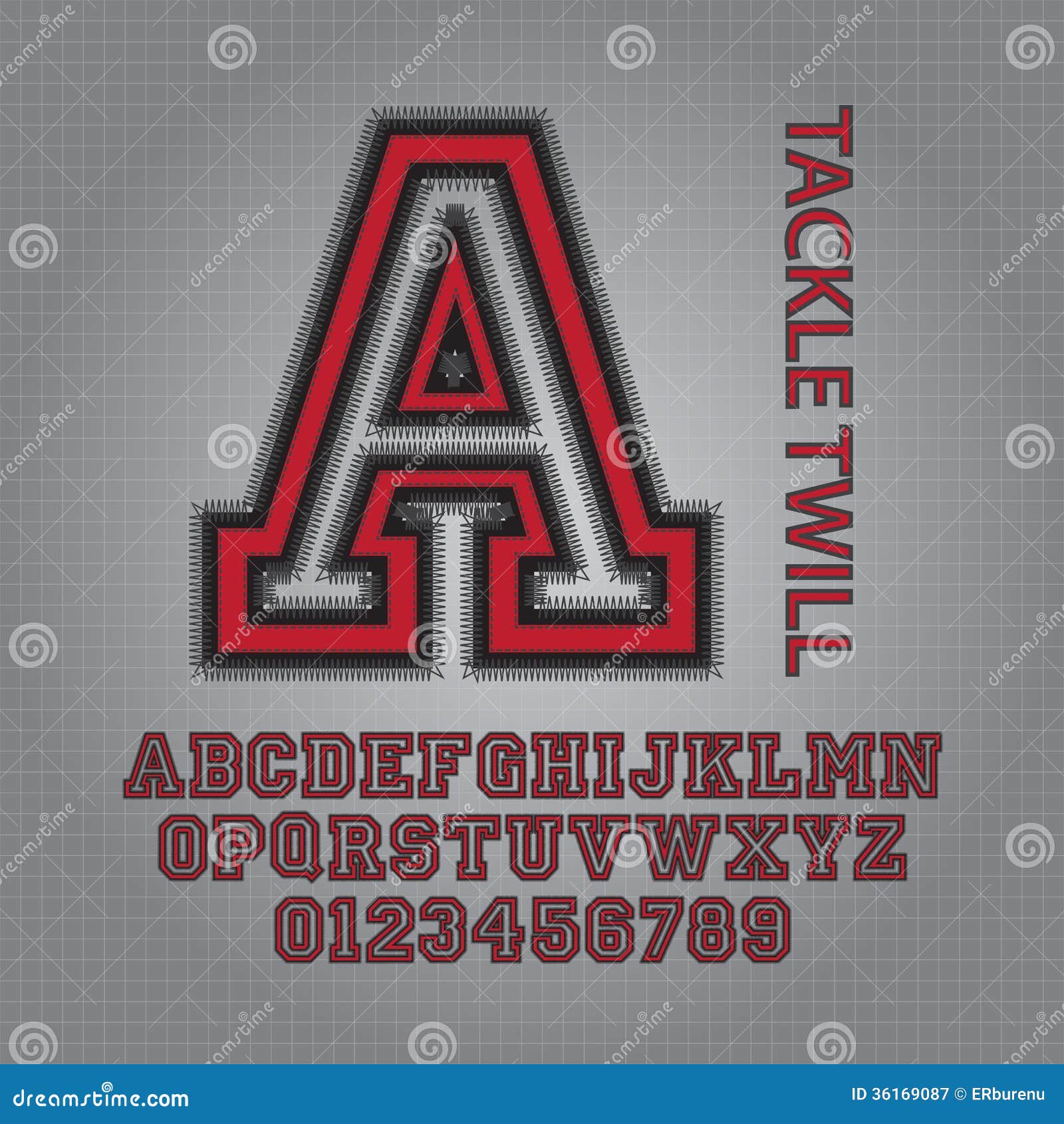 Red Tackle Twill Alphabet and Numbers Vector Stock Vector ...