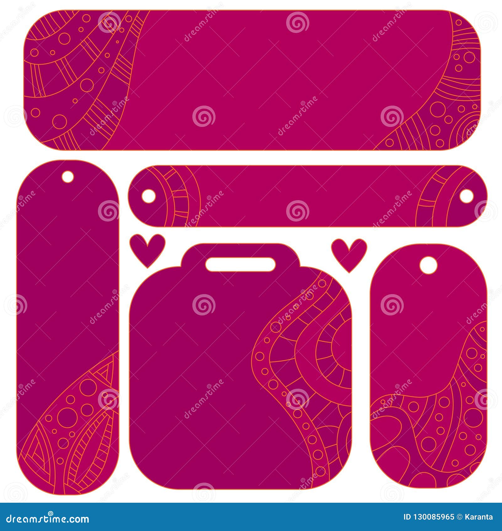 Red Tag or Label Collection with Different Pattern Stock Illustration ...