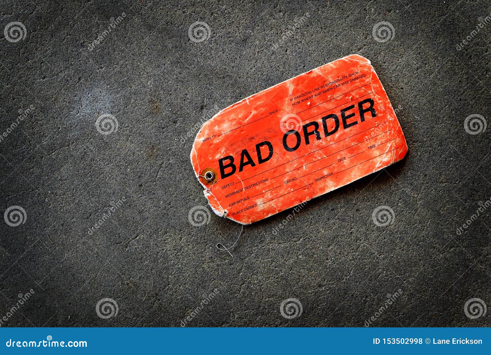 Red Tag Marker for Bad Order on Ground Stock Photo - Image of blank ...