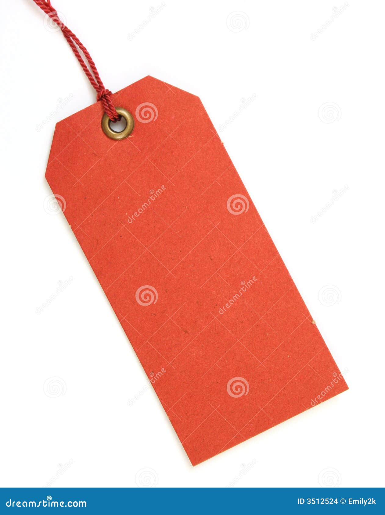 Red tag with red thread stock photo. Image of hang, background - 3512524